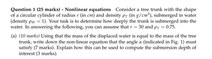 Solved Question 1 (25 marks) - Nonlinear equations Consider | Chegg.com