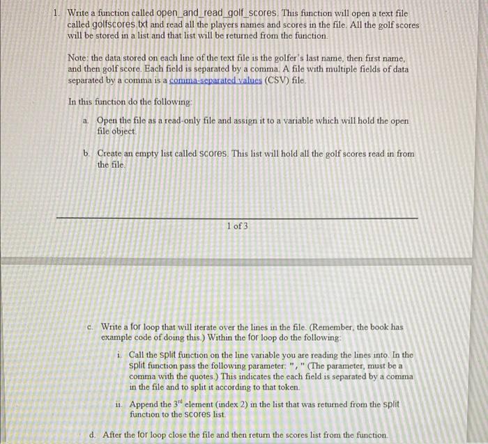 Solved - golfscores - Notepad File Edit Format View Help | Chegg.com