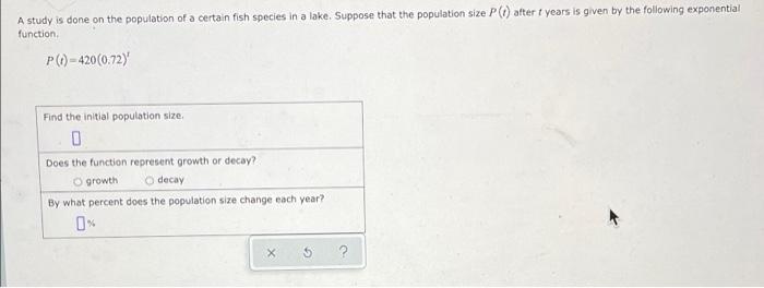 Solved 1 A study is done on the population of a certain fish | Chegg.com