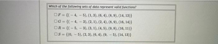 Solved Which of the following sets of data represent valid | Chegg.com