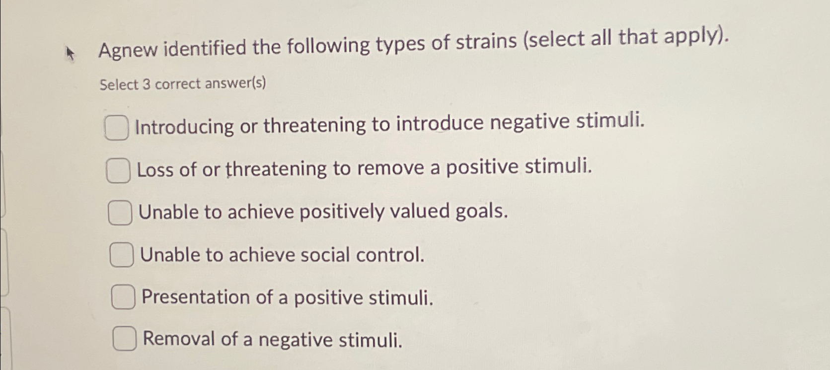 Solved Agnew identified the following types of strains | Chegg.com