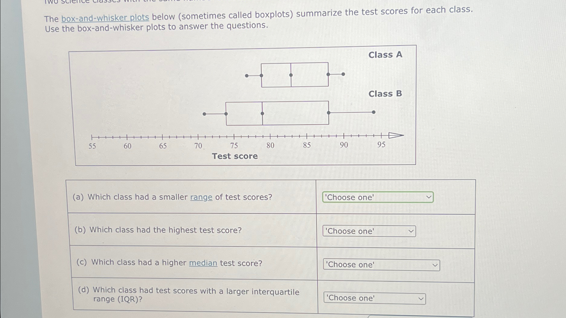 Solved The box-and-whisker plots below (sometimes called | Chegg.com