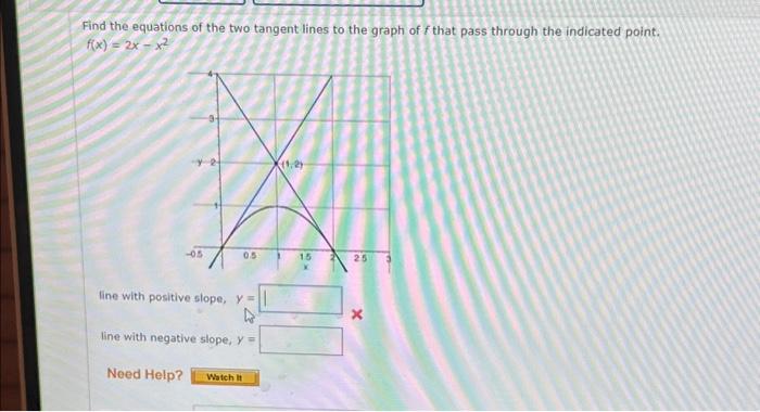 Solved Find the equations of the two tangent lines to the | Chegg.com