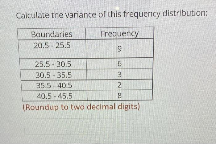 Solved Calculate the variance of this frequency | Chegg.com