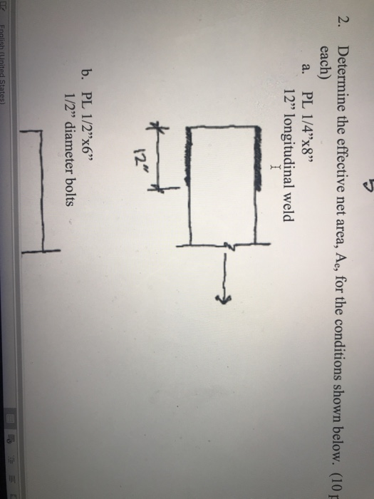 Solved 2. Determine the effective net area, Ac, for the | Chegg.com