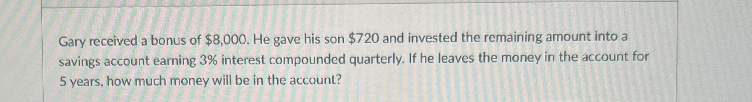 Solved Gary received a bonus of $8,000. ﻿He gave his son | Chegg.com