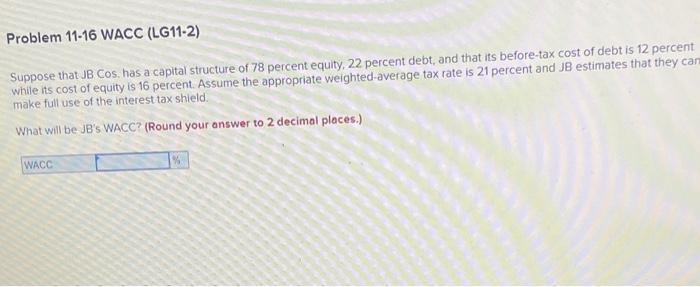 Solved Suppose that JB Cos. has a capital structure of 78 | Chegg.com