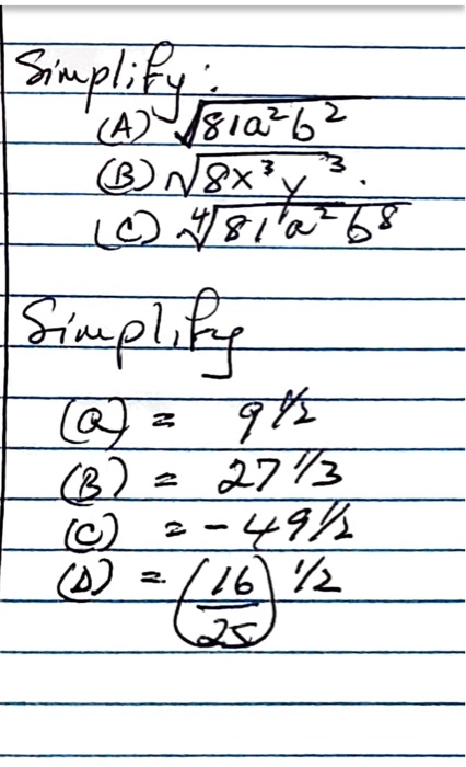 Solved Simplify: I (A) 1810²6² 18x?y? ( 4810²68 Simplify @= | Chegg.com