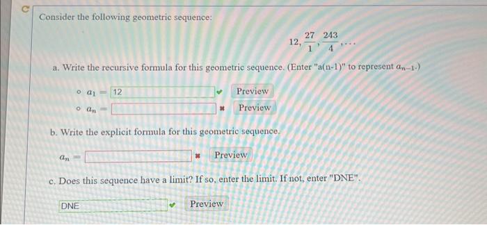 Solved Consider the following geometric sequence: | Chegg.com
