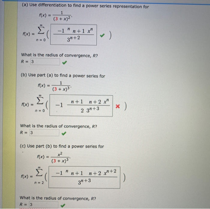 Solved (a) Use differentiation to find a power series | Chegg.com