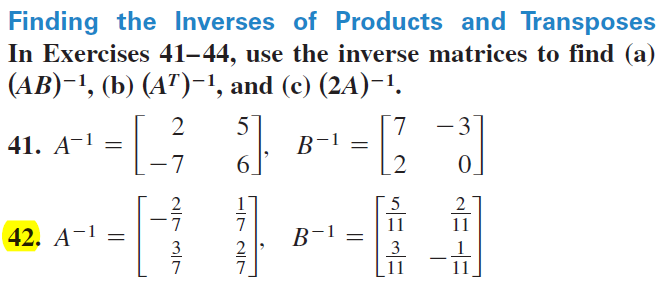Solved Finding the Inverses of Products and Transposes In | Chegg.com