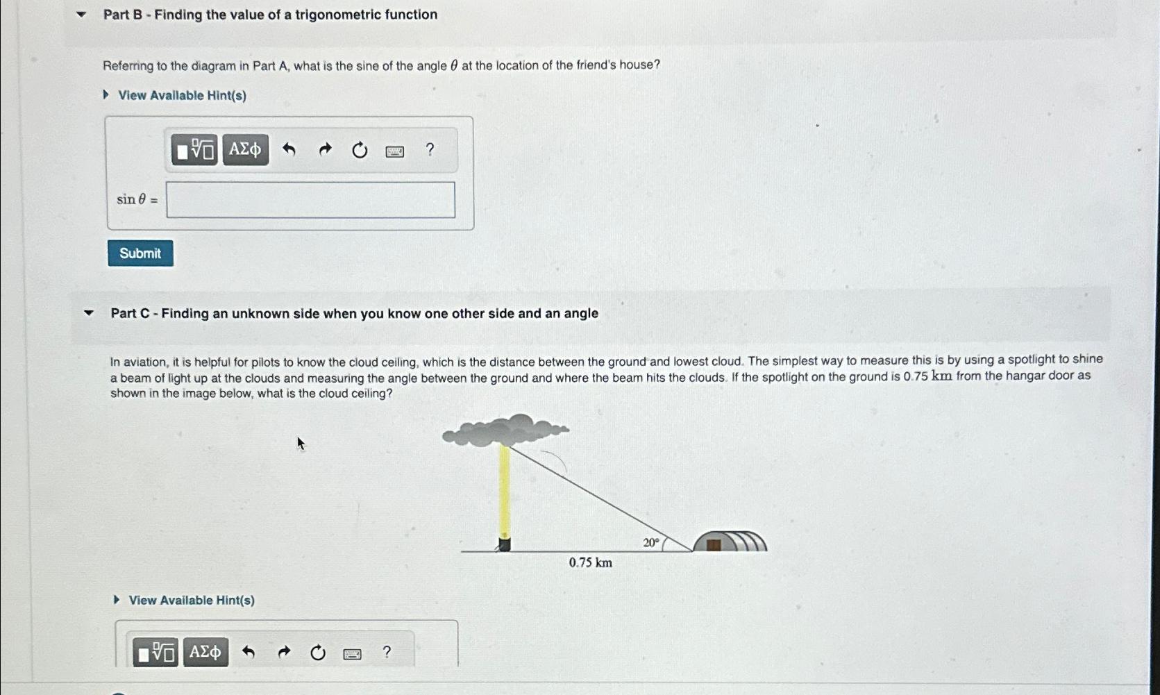 Solved Part B - Finding the value of a trigonometric | Chegg.com