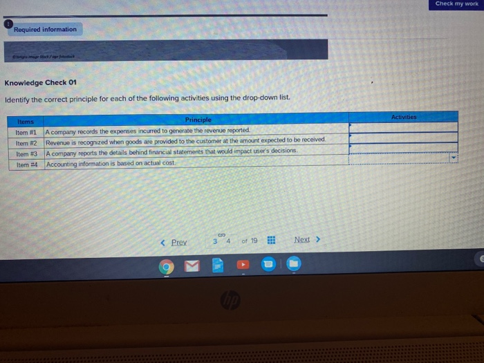 Solved Check my work Required information Knowledge Check 01 | Chegg.com