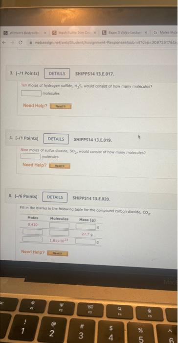 Solved Ten moles of fivarpges wulide, H2 S, movid consist of | Chegg.com