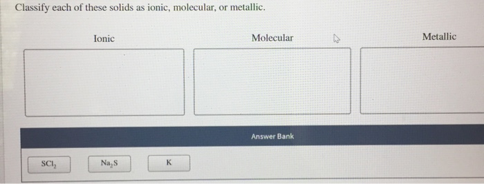Solved Classify each of these solids as ionic, molecular, or | Chegg.com