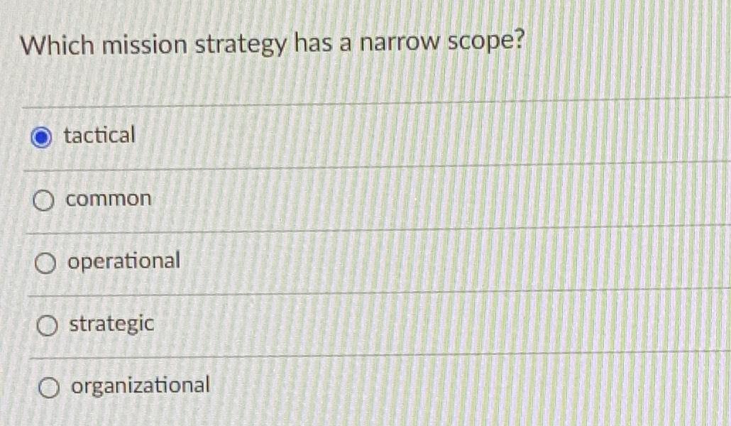 Solved Which mission strategy has a narrow | Chegg.com
