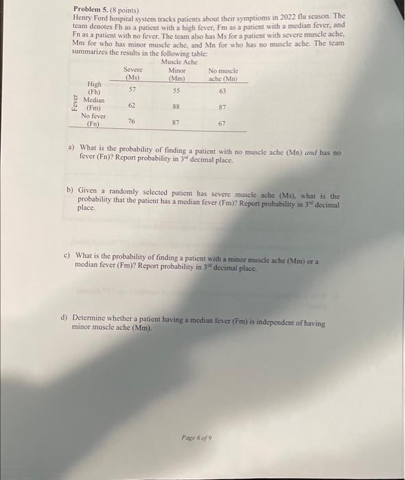 Solved Problem 5. (8 points) Henry Ford hospital system | Chegg.com