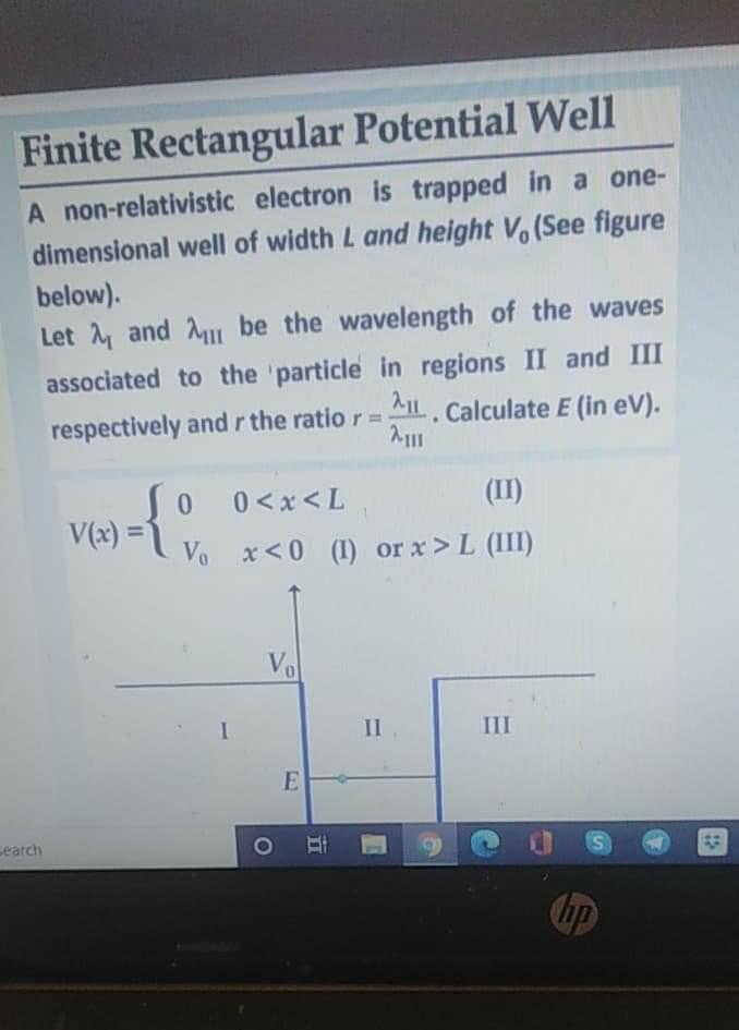 Solved Finite Rectangular Potential Well A non-relativistic | Chegg.com
