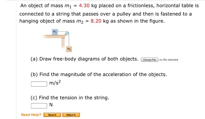 Solved An object of mass m1 = 4.30 kg placed on a | Chegg.com