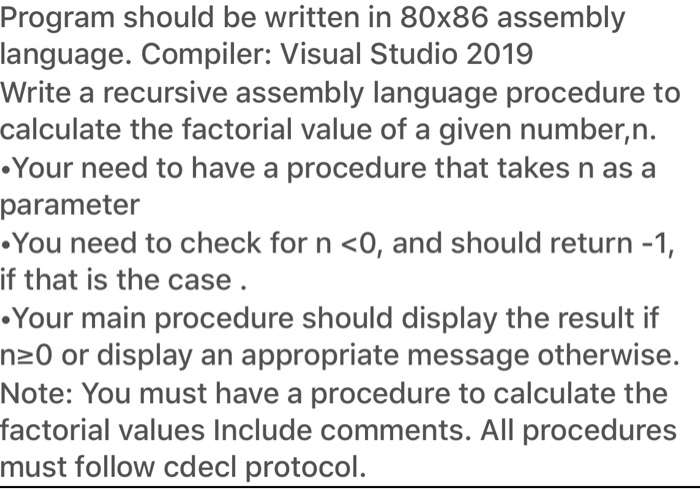 Solved Program should be written in 80x86 assembly language. | Chegg.com