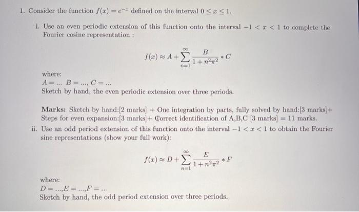 Solved Consider The Function F X E−x Defined On The