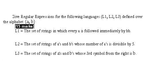 Solved Give Regular Expressions for die following languages | Chegg.com