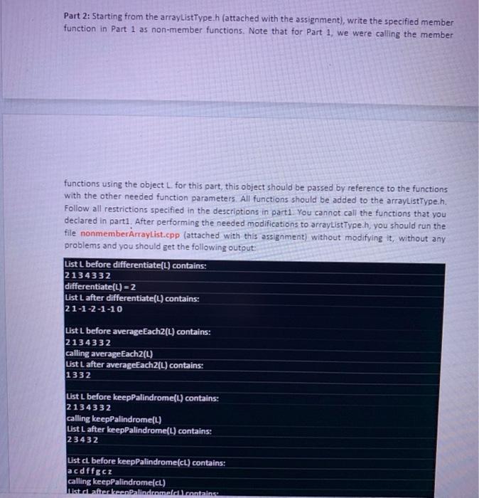 Solved 2 code 1 member -2nonmemberarray list #include | Chegg.com
