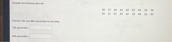 Solved Consider the following data set: Find the 15 th and | Chegg.com