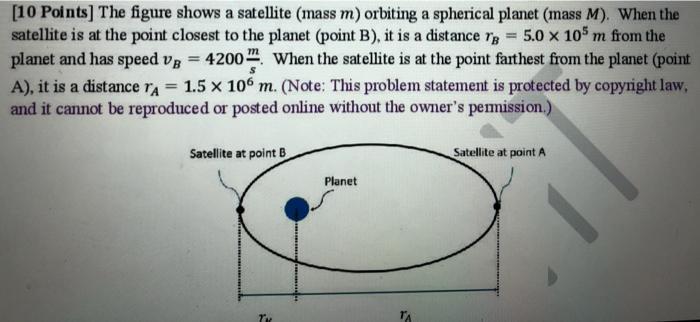 Solved [10 Points] The Figure Shows A Satellite Mass M