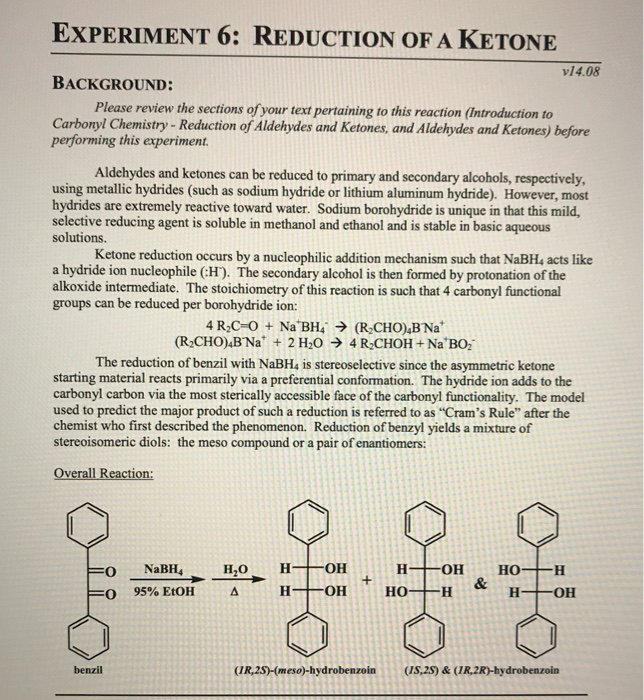 Solved Post lab: Reduction of a Ketonel 2.What method of | Chegg.com