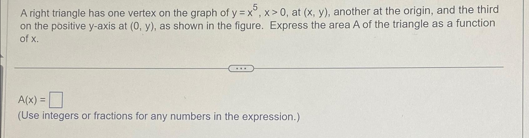 Solved A right triangle has one vertex on the graph of | Chegg.com