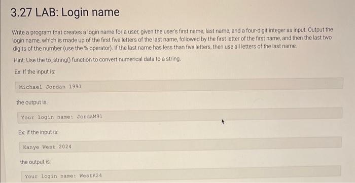 Solved 32 Lab Login Name Write A Program That Creates A 
