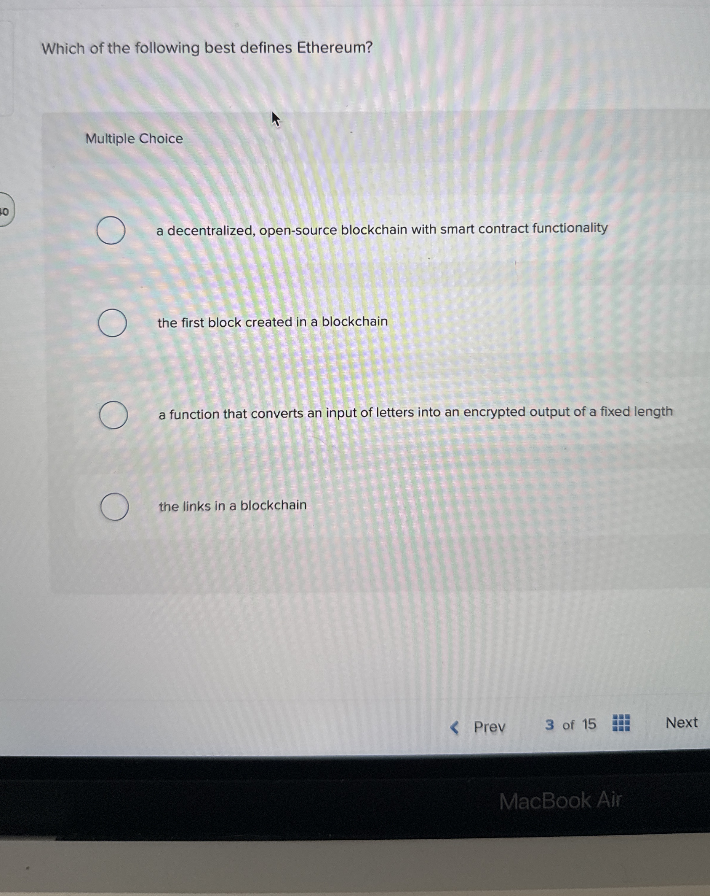 Solved Which of the following best defines Ethereum?Multiple | Chegg.com