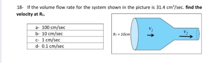 Solved 18. If the volume flow rate for the system shown in | Chegg.com