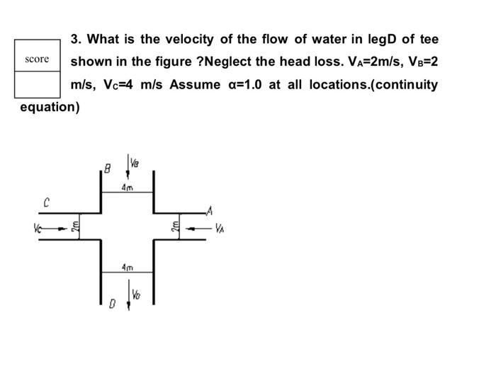 Solved 3. What is the velocity of the flow of water in legD | Chegg.com