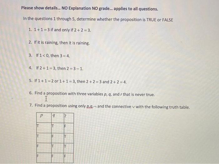 Solved 1. 1+1=3 if and only if 2+2=3. 2. If it is raining, | Chegg.com