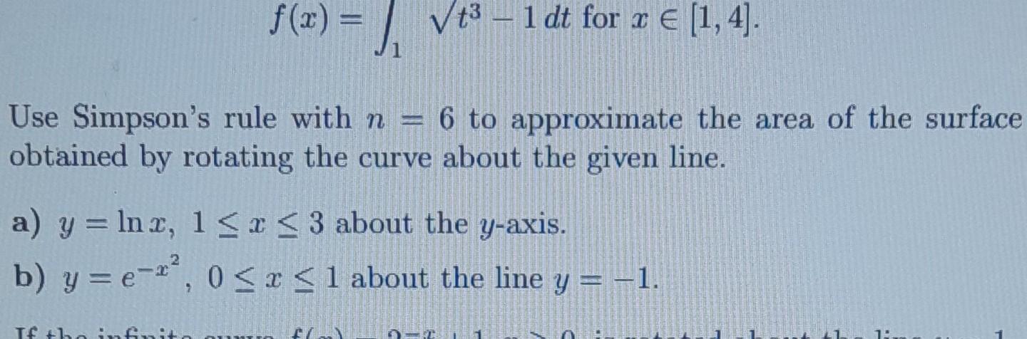 3. Use Simpson's rule with n=6 to approximate the | Chegg.com
