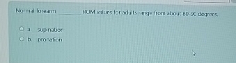 Normal forearm ﻿ROM values for adults range from | Chegg.com
