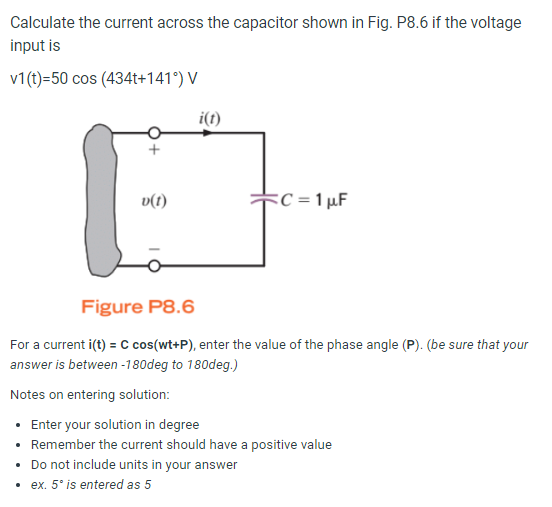 Solved Calculate the current across the capacitor shown in | Chegg.com