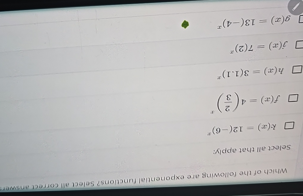 Solved Which of the following are exponentlal functions? | Chegg.com