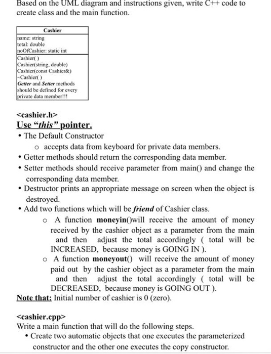 Solved Based on the UML diagram and instructions given, | Chegg.com