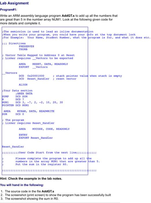 Solved Program1 Write An Arm Assembly Language Program
