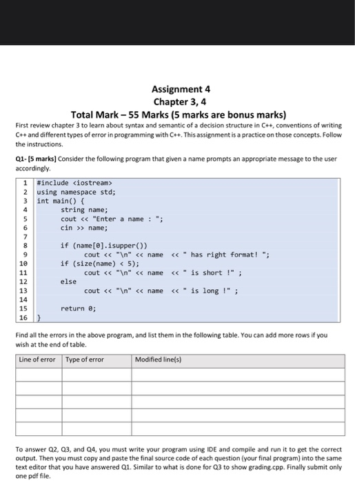 Solved Assignment 4 Chapter 3, 4 Total Mark - 55 Marks (5 | Chegg.com