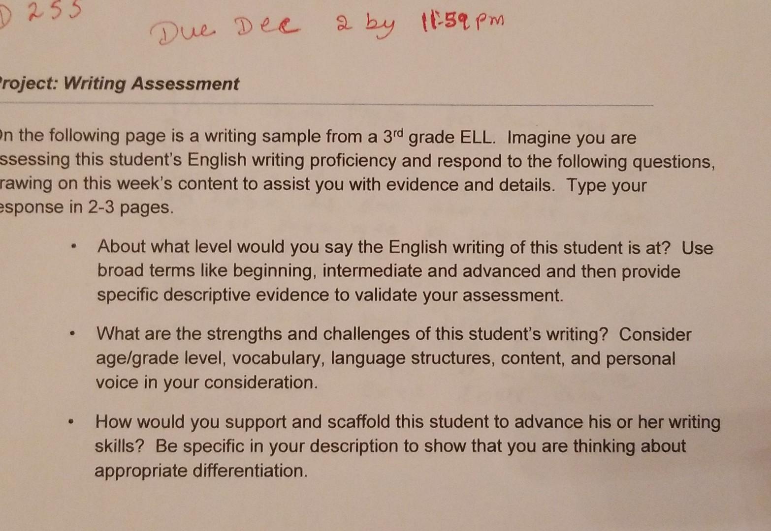 Solved 1 253 Due Dec a by 11:59 pm Project: Writing | Chegg.com