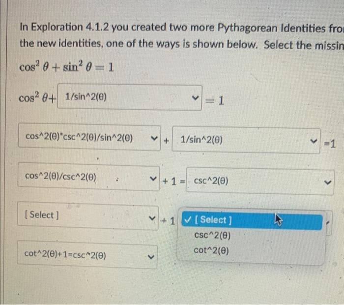 Solved In Exploration 4.1.2 you created two more Pythagorean | Chegg.com