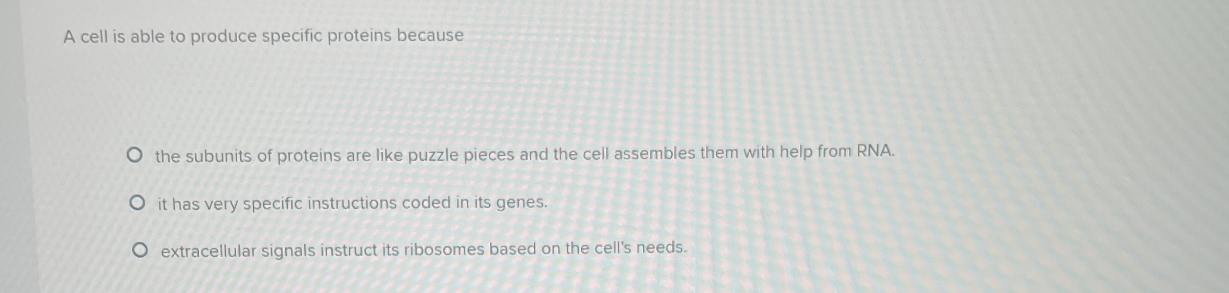 Solved A cell is able to produce specific proteins | Chegg.com