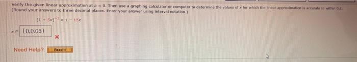 Solved Verify the given linear approximation at a = 0. Then | Chegg.com