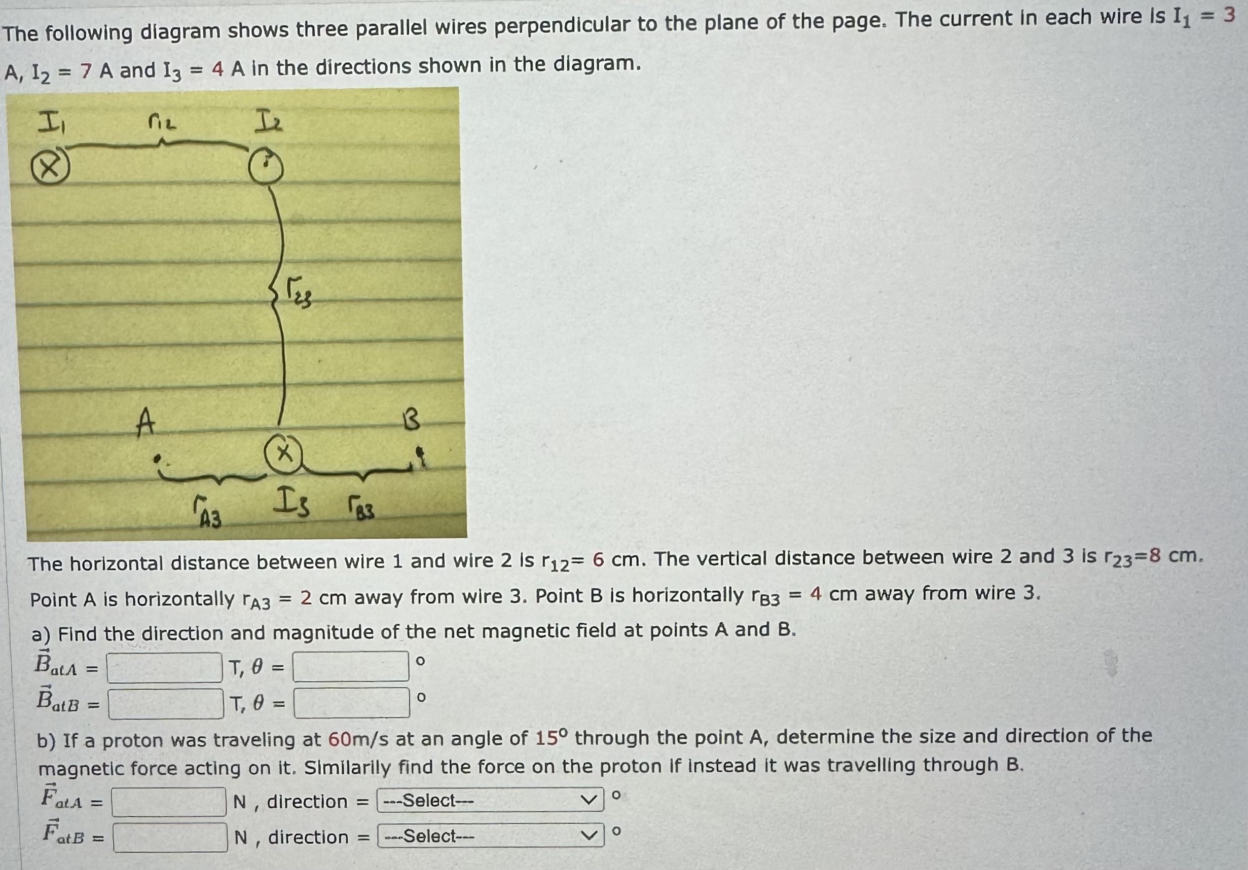 Solved The following diagram shows three parallel wires | Chegg.com