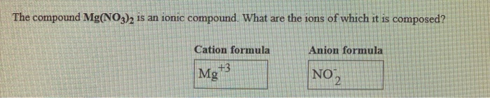 Solved The compound Mg(NO3)2 is an ionic compound. What are | Chegg.com
