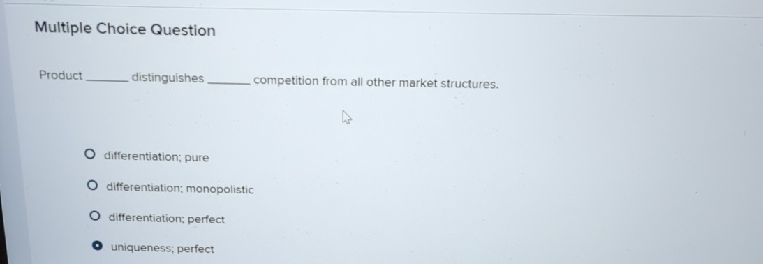 Solved Multiple Choice QuestionProduct ﻿distinguishes | Chegg.com